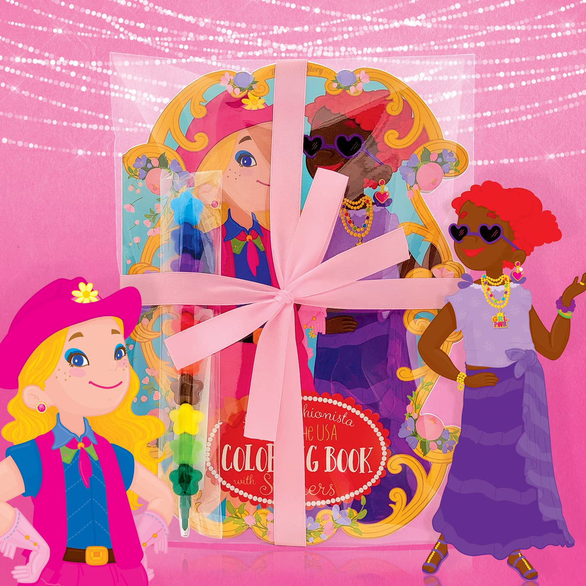 USA Fashion Coloring Book & Rainbow Stacker Crayons Gift - Coloring ...