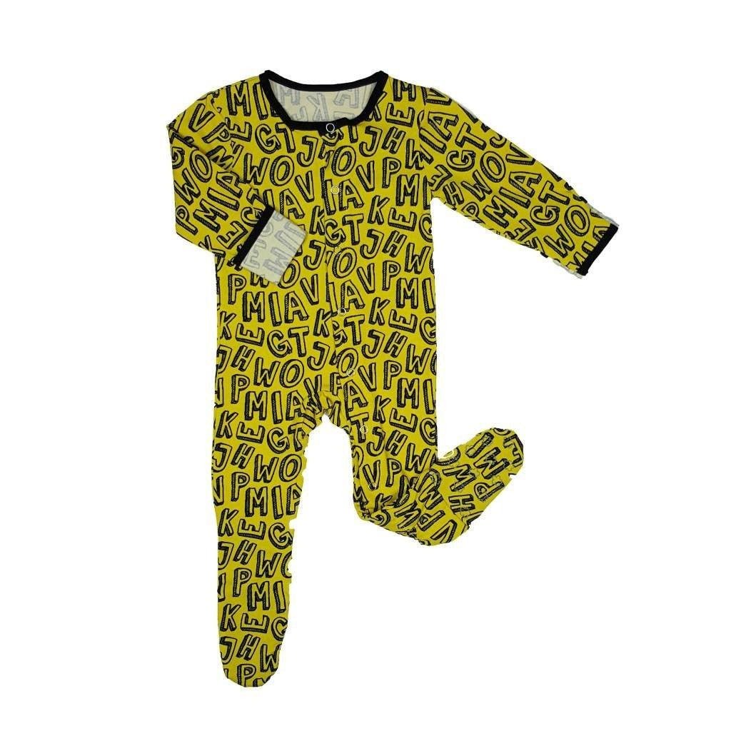 Earth Baby Yellow Alphabet Footie - Footie TAYLOR + MAX